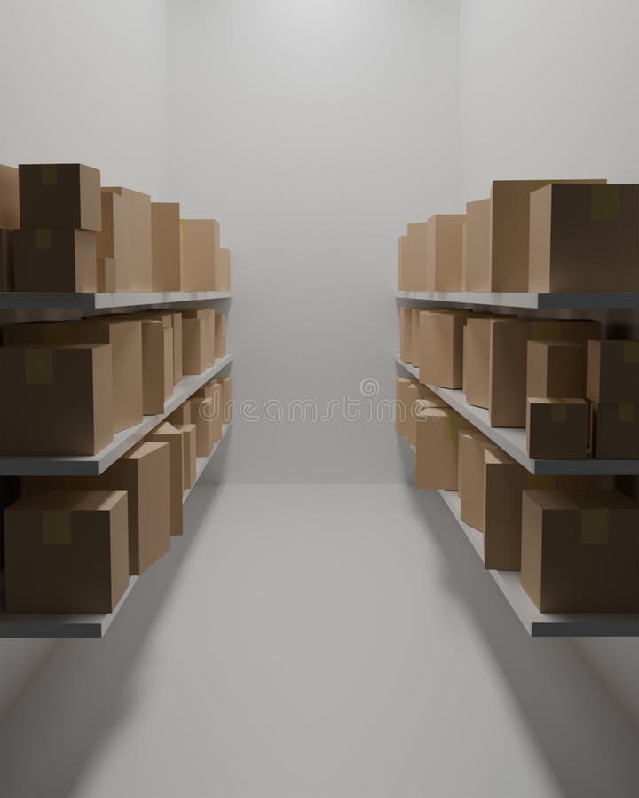 Mail Boxes are on the Shelves, Logistics Center, Warehouse, 3D Model ...