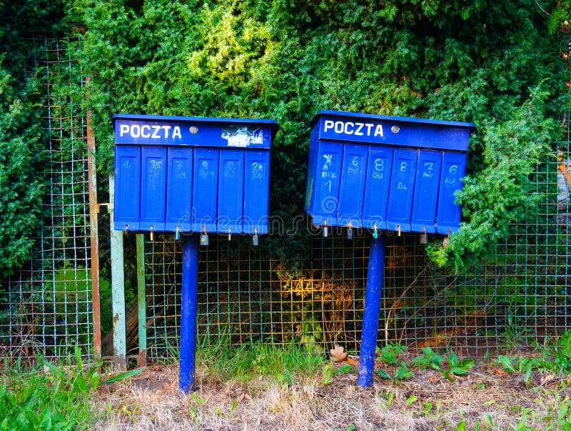 Mail boxes editorial photo. Image of post, mail, fence - 59021231