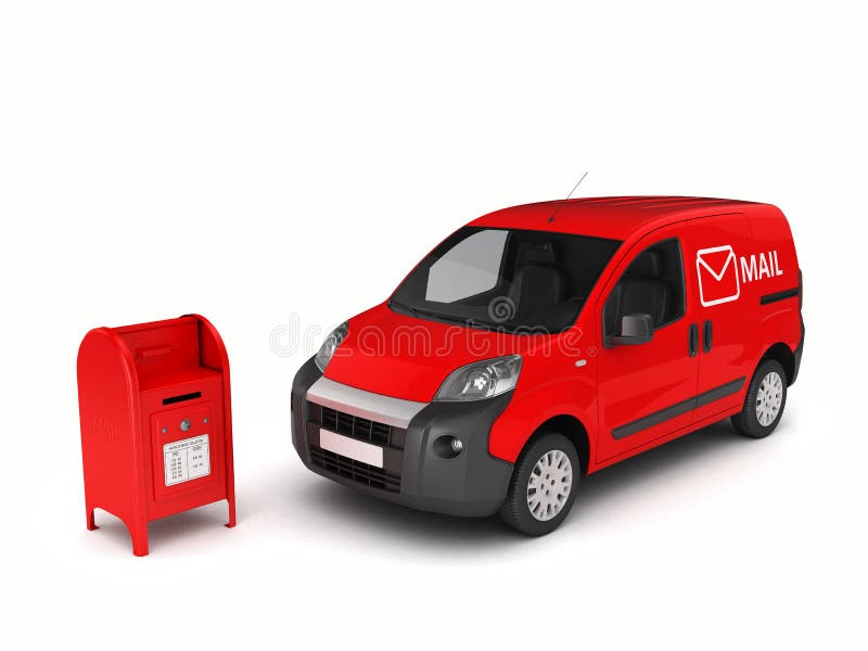 Mail Car with a Mailbox.3D Illustration Stock Illustration ...