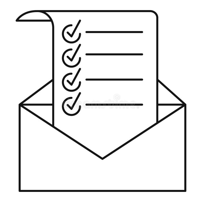 Mail Checklist Icon, Outline Style Stock Vector - Illustration of ...