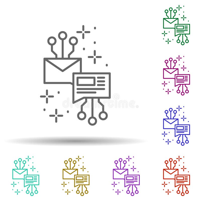 Mail Chip Chat Multi Color Icon. Simple Thin Line, Outline Vector of ...