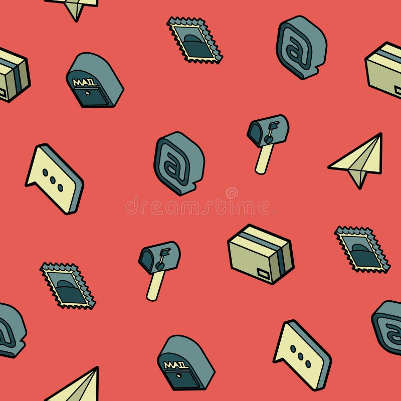 Mail Color Outline Isometric Pattern Stock Vector - Illustration of ...