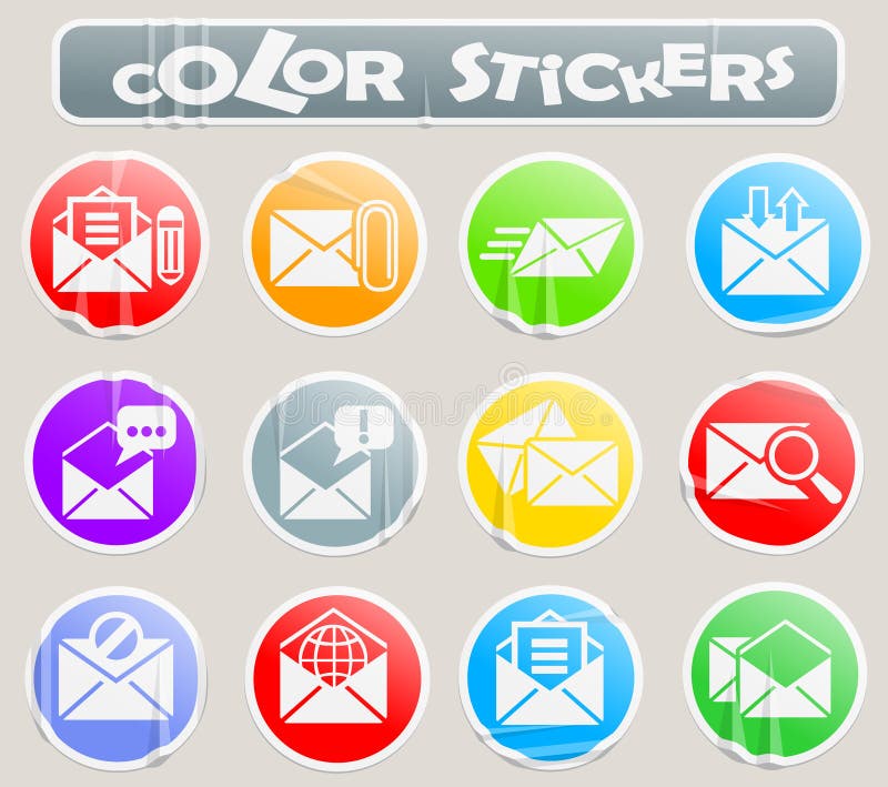 Mail color stickers stock vector. Illustration of colored - 128286537