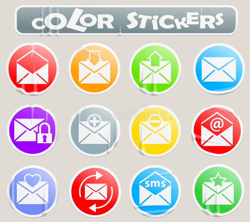 Mail color stickers stock vector. Illustration of sticker - 128286617