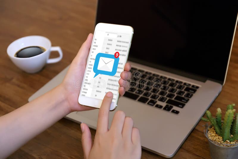 Mail Communication Connection Message To Mailing Contacts Phone Stock ...