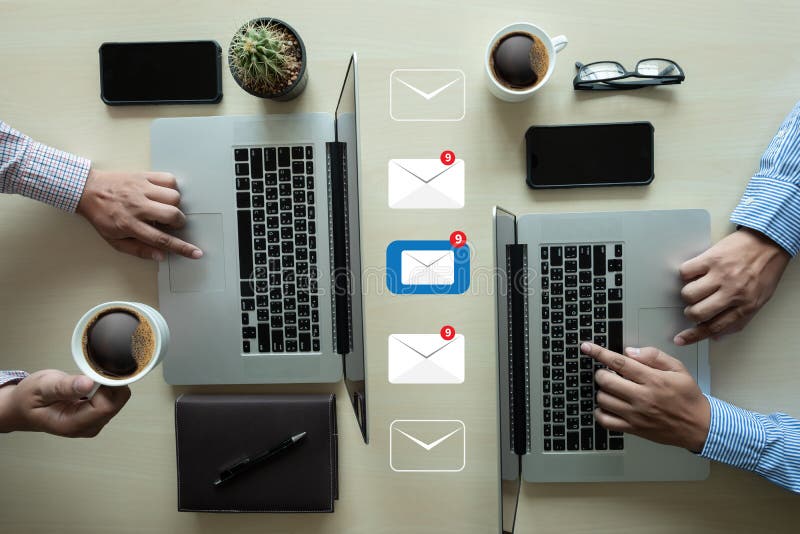 Mail Communication Connection Message To Mailing Contacts Phone Stock ...