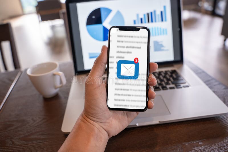 Mail Communication Connection Message To Mailing Contacts Phone Stock ...