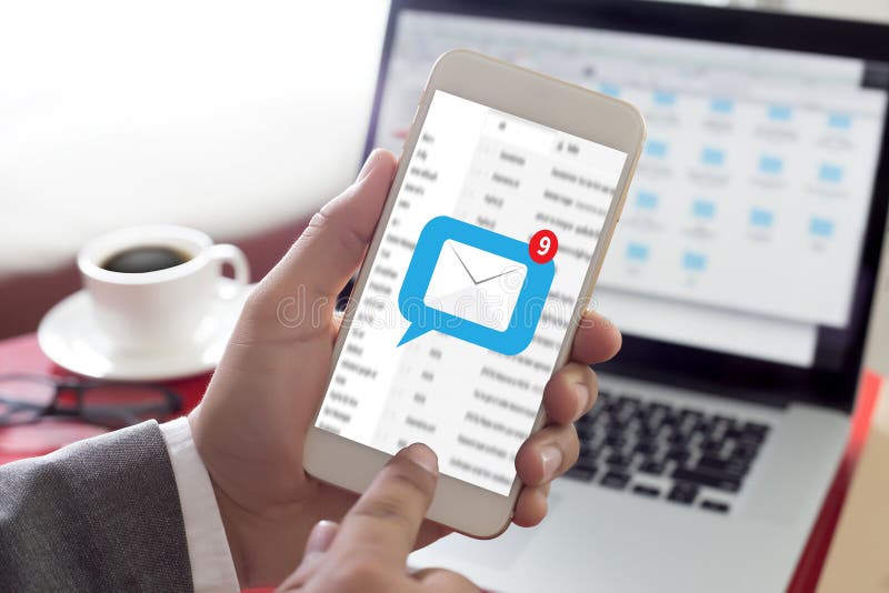 Mail Communication Connection Message To Mailing Contacts Phone Stock ...