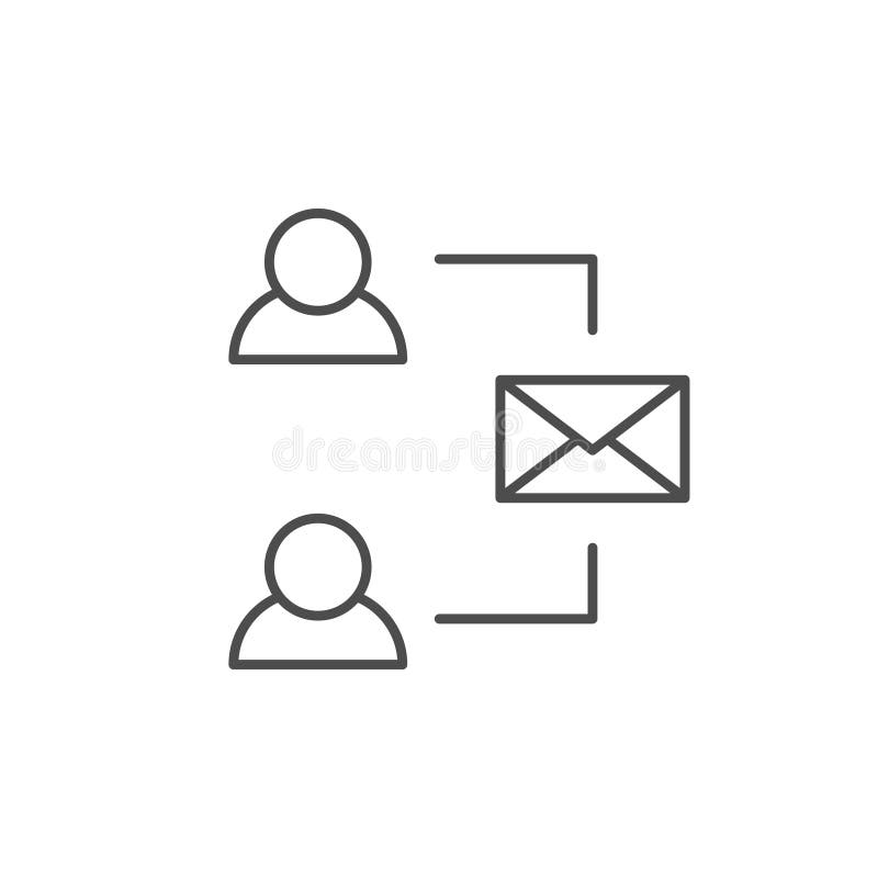 Mail Communication Line Outline Icon Isolated on White Stock Vector ...