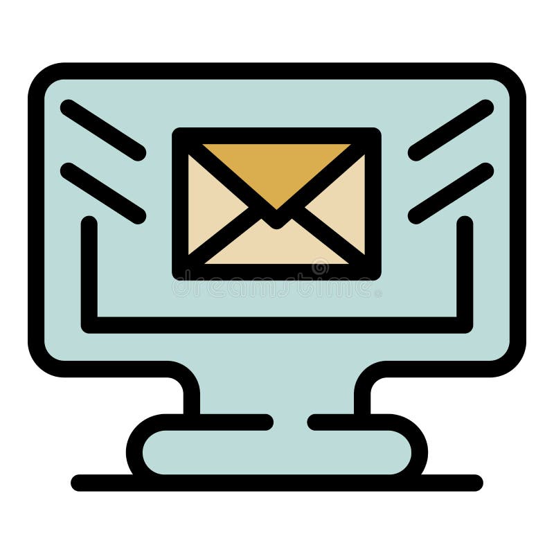 Mail Computer Icon Color Outline Vector Stock Vector - Illustration of ...