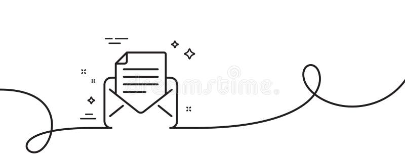 Mail Correspondence Line Icon. Read Message Sign. Continuous Line with ...