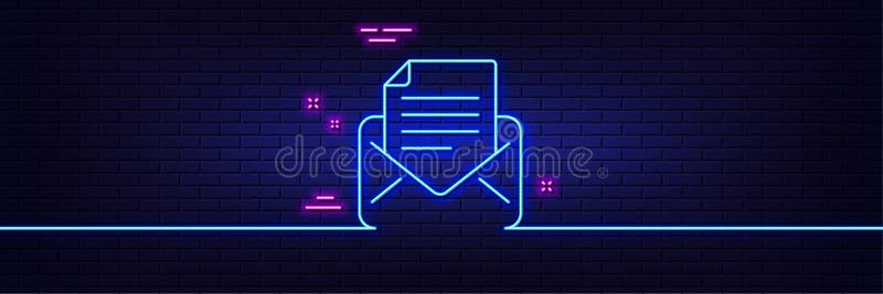 Mail Correspondence Line Icon. Read Message Sign. Neon Light Glow ...
