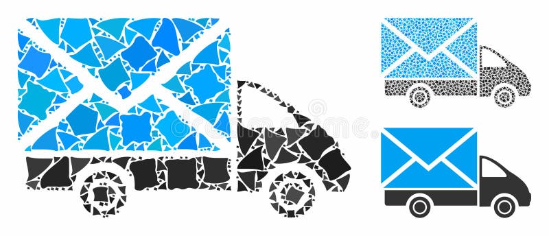 Mail Delivery Car Mosaic Icon of Irregular Elements Stock Illustration ...
