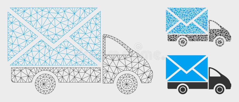 Mail Delivery Car Vector Mesh Network Model and Triangle Mosaic Icon ...