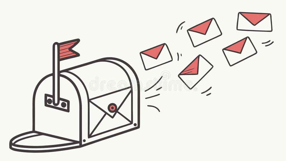 Mail Delivery: Envelopes Flying from a Mailbox, Vector Design ...