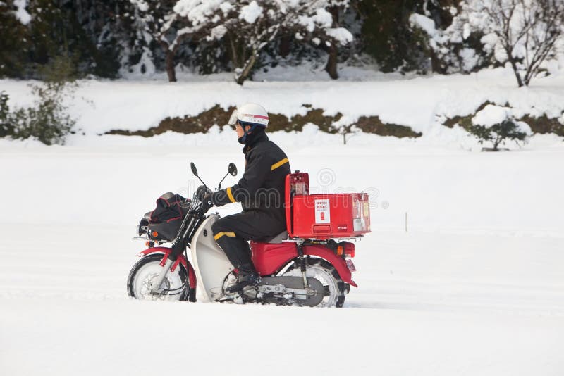 Mail Delivery in Snow on a Motorcycle Editorial Photography - Image of ...