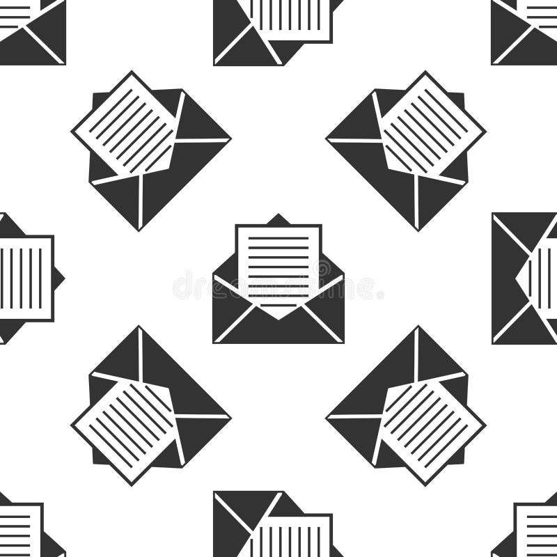 Mail and E-mail Icon Seamless Pattern on White Background. Envelope ...