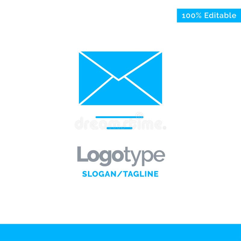 Mail, Email, Text Blue Solid Logo Template. Place for Tagline Stock ...