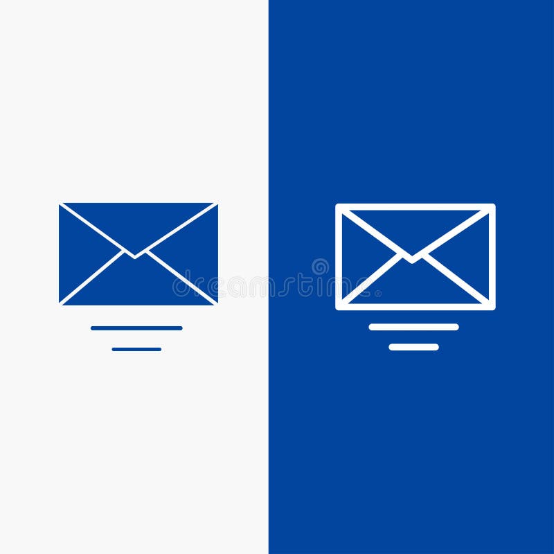 Mail, Email, Text Line and Glyph Solid Icon Blue Banner Line and Glyph ...