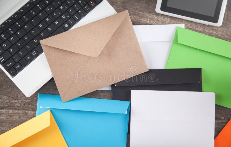 Mail Envelope on the Business Desk Stock Photo - Image of technology ...