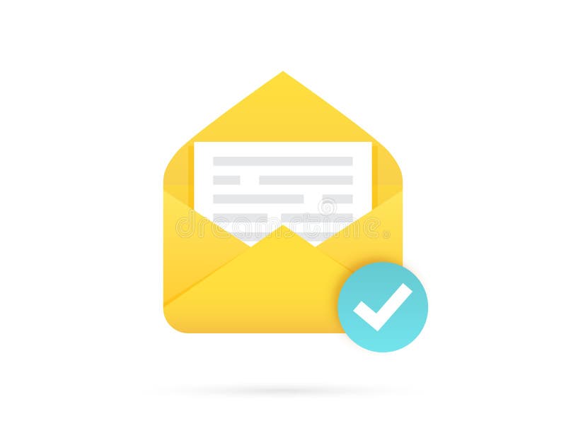 Mail Envelope with Document and Check Mark Icon. Vector Illustration ...
