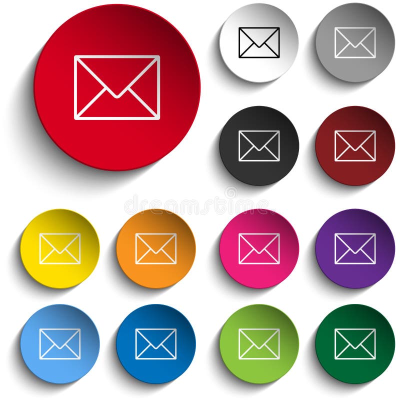 Mail Envelope Icon Circle Color Set Stock Vector - Illustration of ...