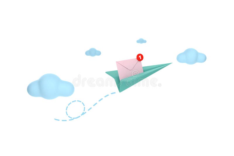 Mail Envelope Icon on Paper Plane Isolated Stock Illustration ...