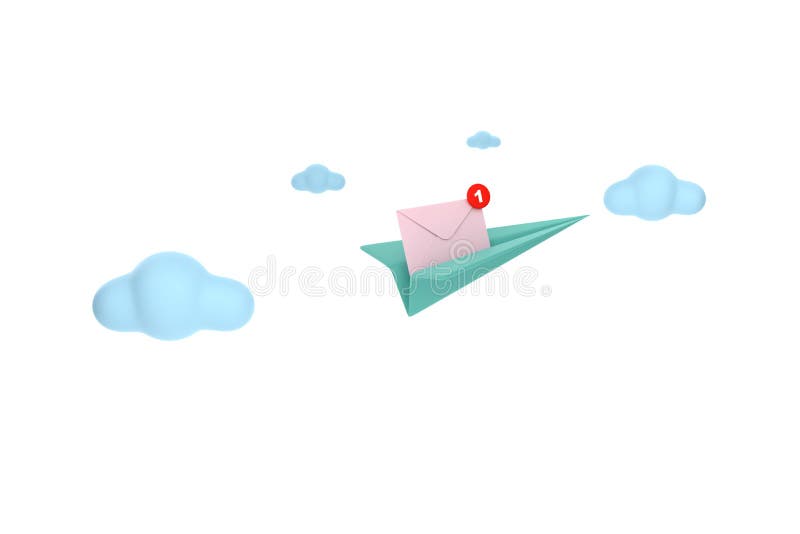 Mail Envelope Icon on Paper Plane Isolated Stock Illustration ...
