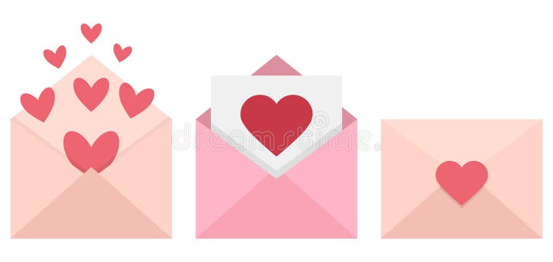 Mail Envelope Icon with Red Heart. Message in Love Concept Stock Vector ...