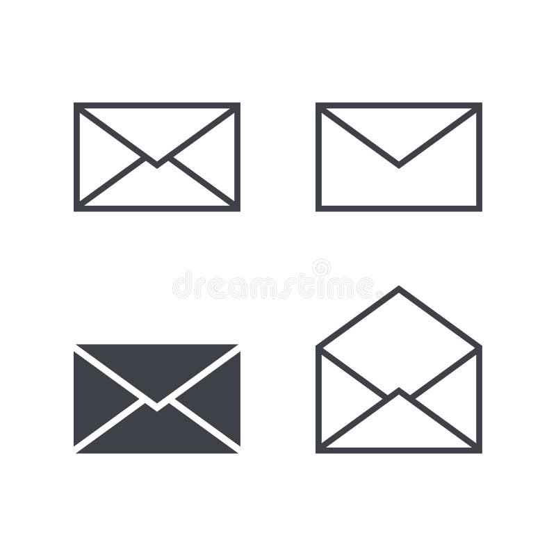 Mail Envelope Icon Set, Flat Design Style Icons. Vector Illustration ...