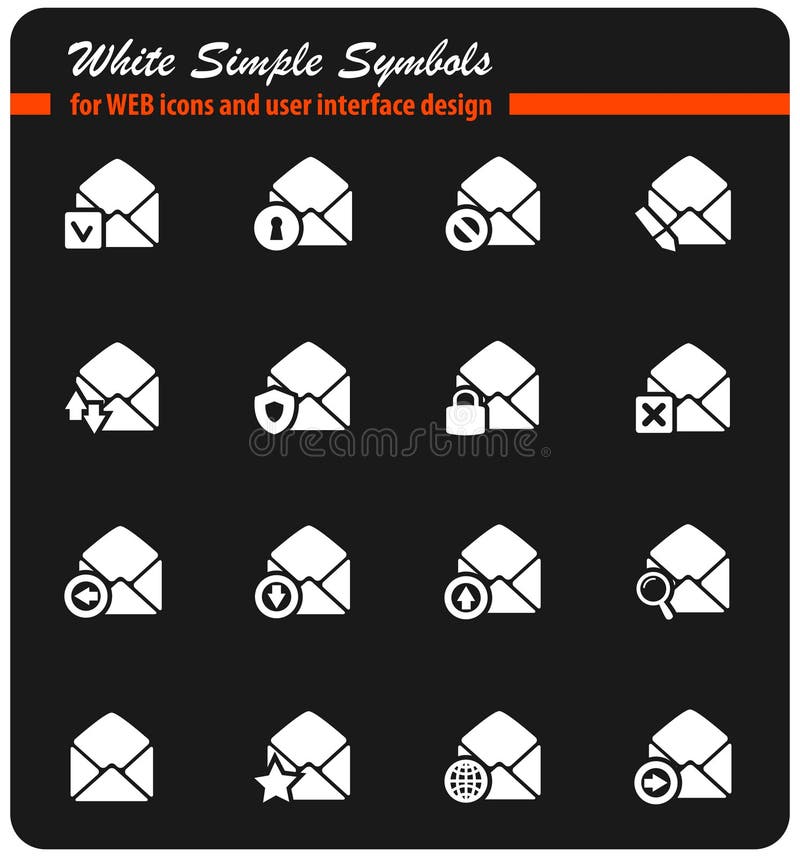 Mail and envelope icon set stock illustration. Illustration of internet ...