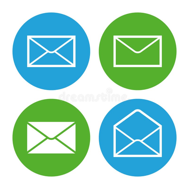 Mail Envelope Icon Set, Modern Minimal Flat Design Style Icons, Vector ...