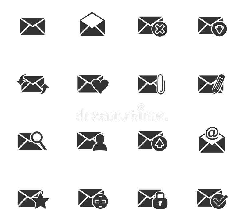Mail Icons Letter in Envelope Mail Delivery Symbol Stock Vector ...