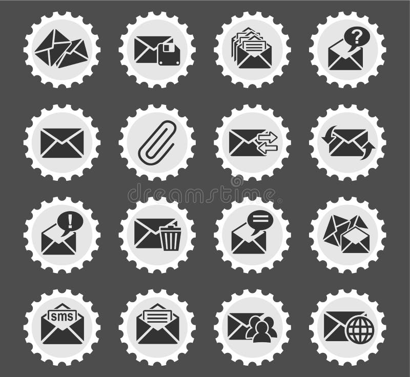 Mail and envelope icon set stock illustration. Illustration of address ...
