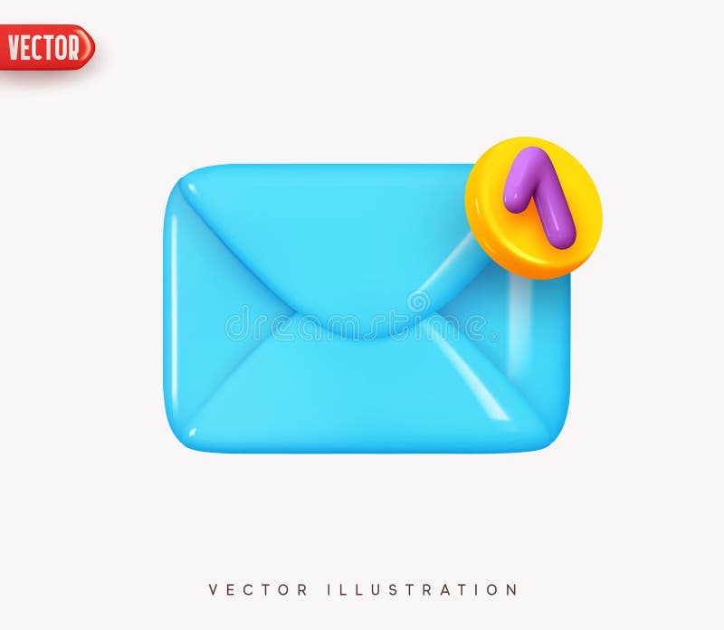 Mail Envelope Icon with Sing Unread Notification. Envelope Letter Paper ...
