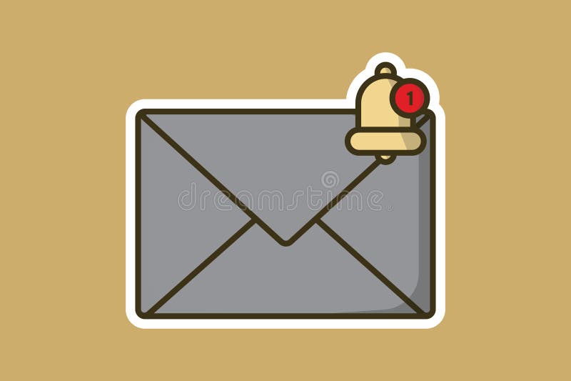 Mail Envelope with Notification New Message Sticker Vector Illustration ...