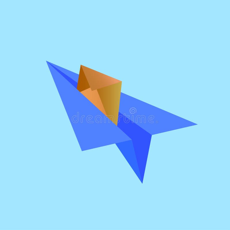 Mail Envelope in Paper Plane Origami Flying and Notification Message ...