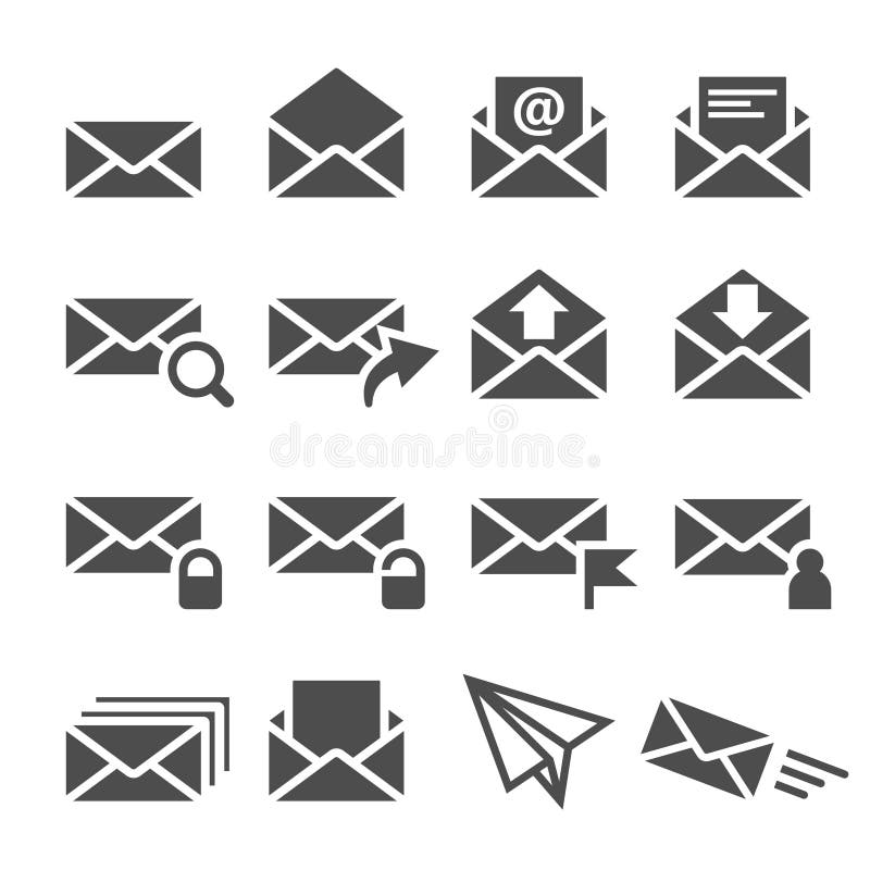 Mail Envelope Signs Icons Set Stock Vector - Illustration of paper ...