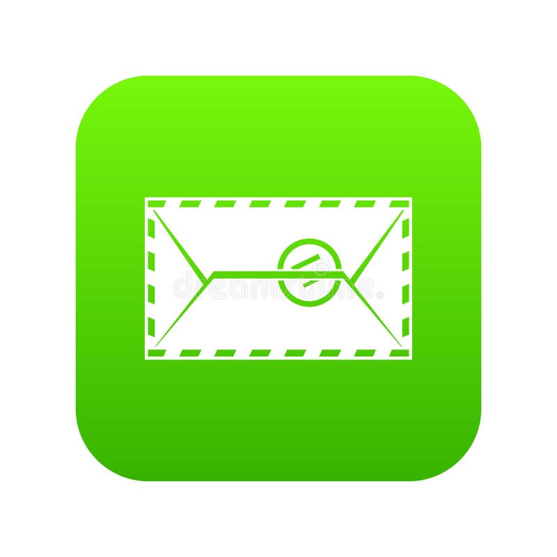Mail Envelope with a Stamp Icon Digital Green Stock Vector ...