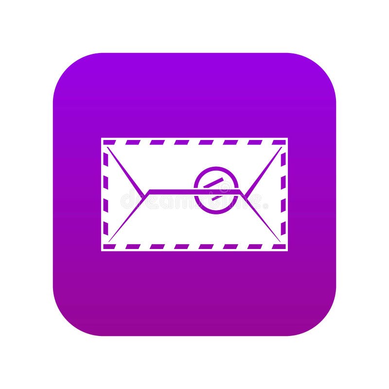 Mail Envelope with a Stamp Icon Digital Purple Stock Vector ...