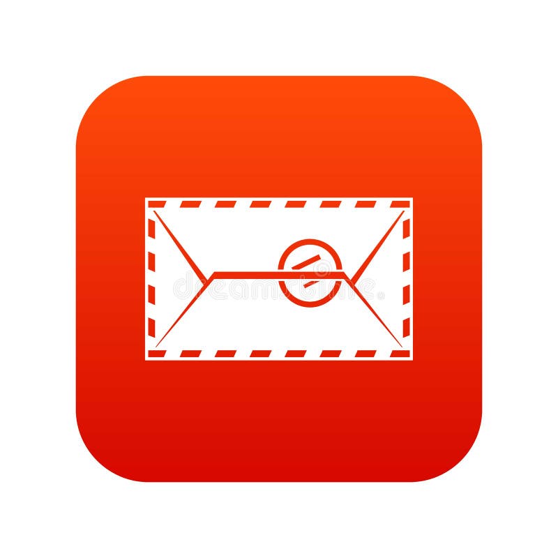 Mail Envelope with a Stamp Icon Digital Red Stock Vector - Illustration ...