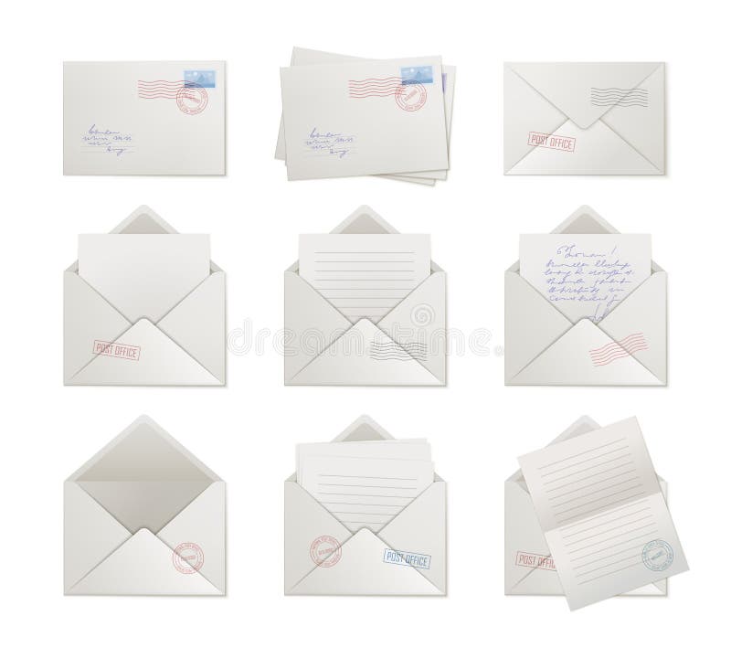 Mail Envelopes Opened and Sealed Stock Vector - Illustration of ...