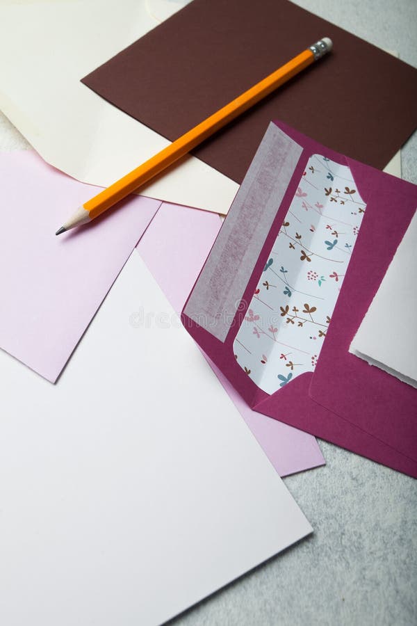 Mail Envelopes on the Table, Vertically Stock Photo - Image of office ...