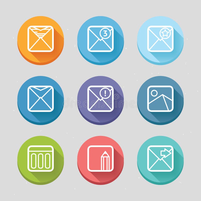 Email icon set. color stock vector. Illustration of address - 33800759