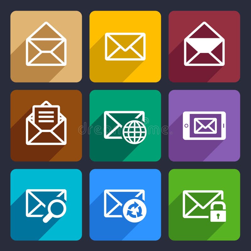 Email icon set. color stock vector. Illustration of address - 33800759