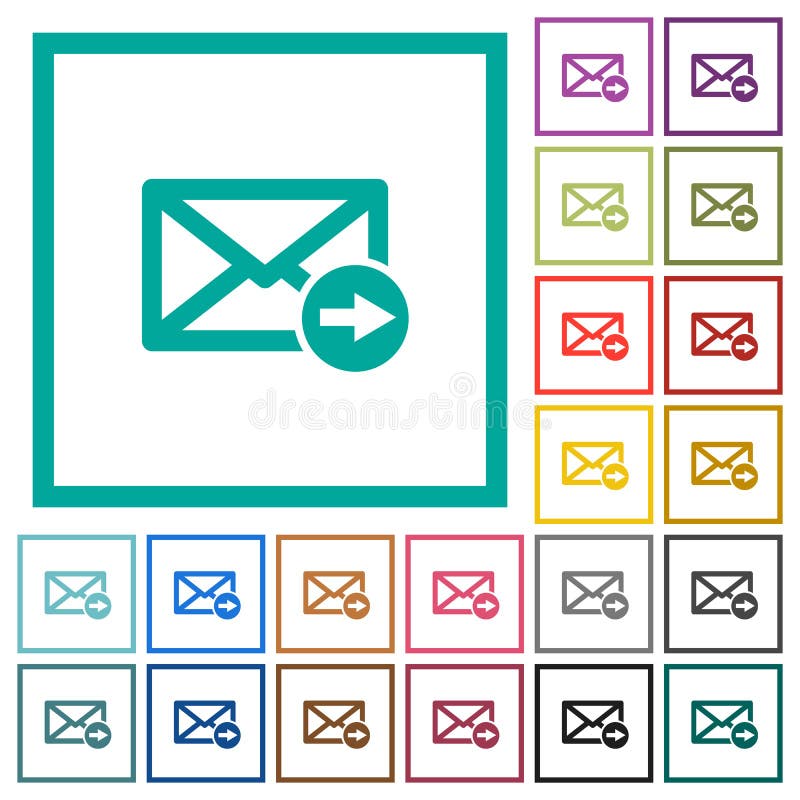 Mail Forwarding Icons on Color Glossy, Rectangular Menu Button Stock ...