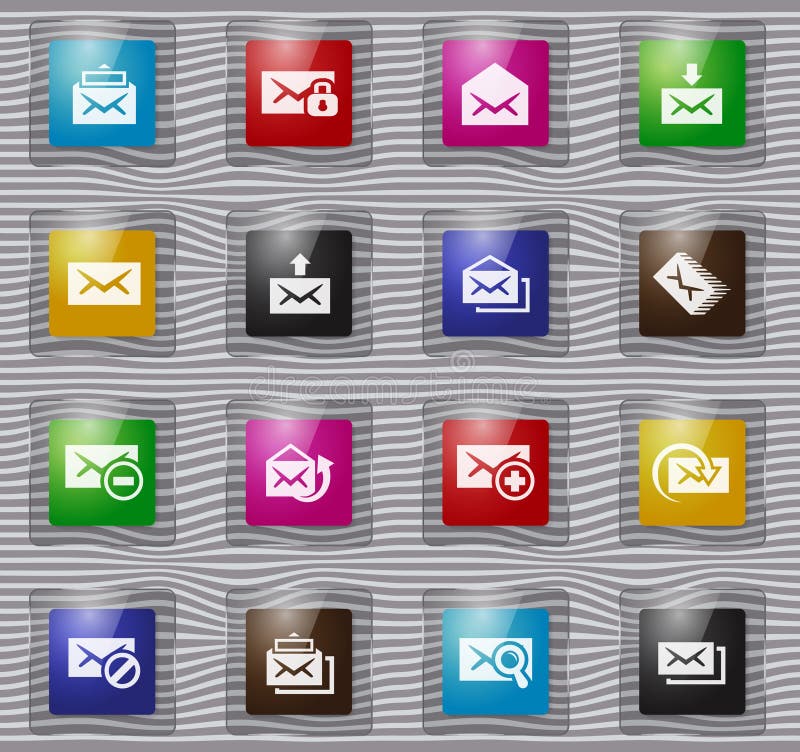 Mail glass icon set stock vector. Illustration of newspaper - 128815580