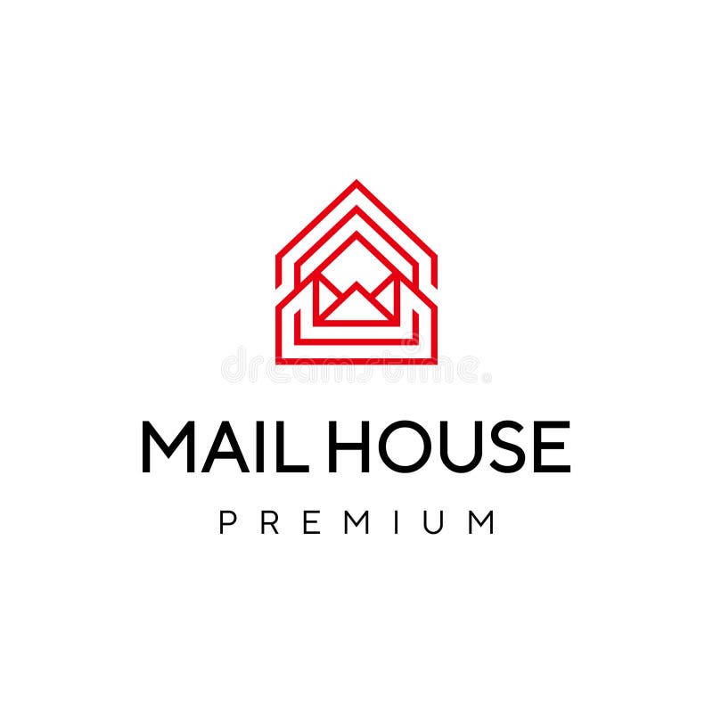 Mail Shape and House Logo Monoline Design Vector Icon Template Stock ...