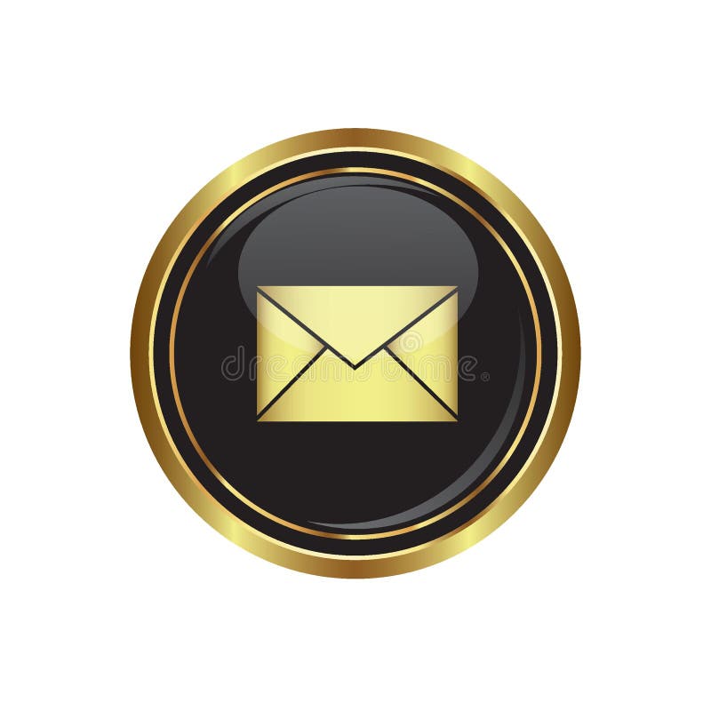 Mail Icon on the Black with Gold Round Button Stock Vector ...