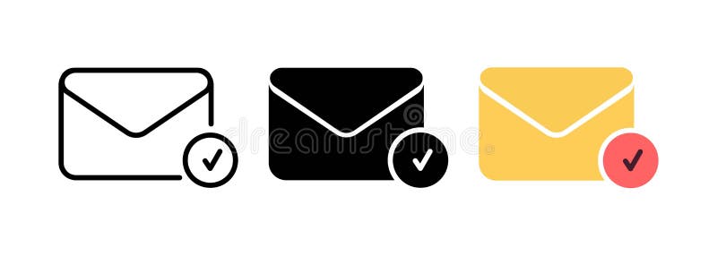 Mail Icon, Envelope with Accept Sign. Flat Design Vector Illustration ...